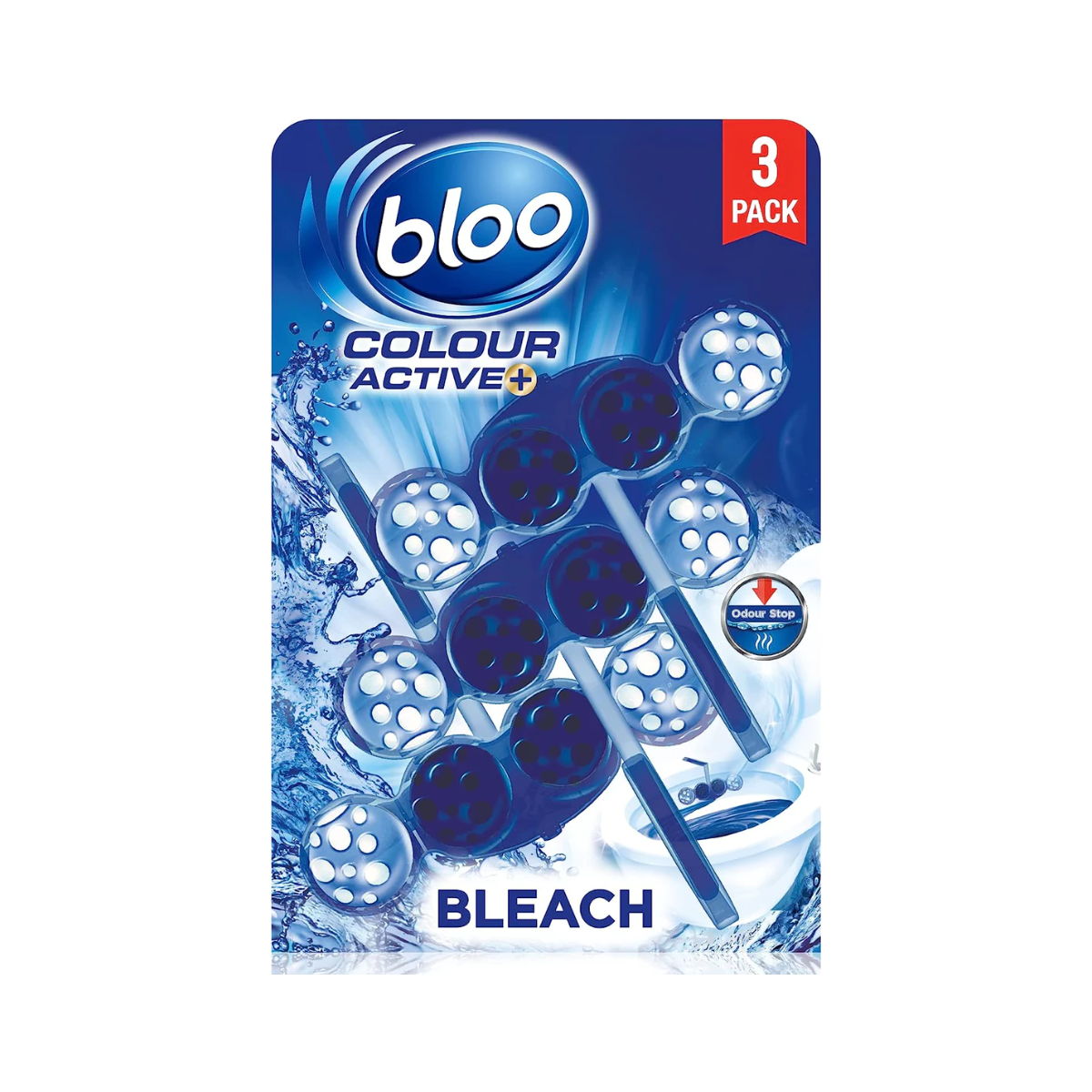 Bloo Colour Active Blue Water Rim Block, Bleach 3 x 50g - Clean toilet ...